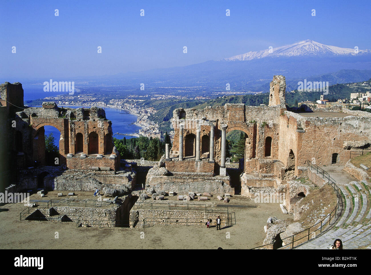 geography / travel, Italy, Sicily, Taormina, greek-roman theatre, built ...