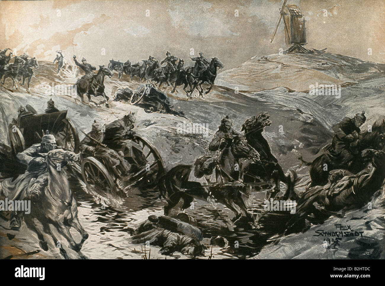 events, First World War / WWI, Eastern Front, German field artillery ...