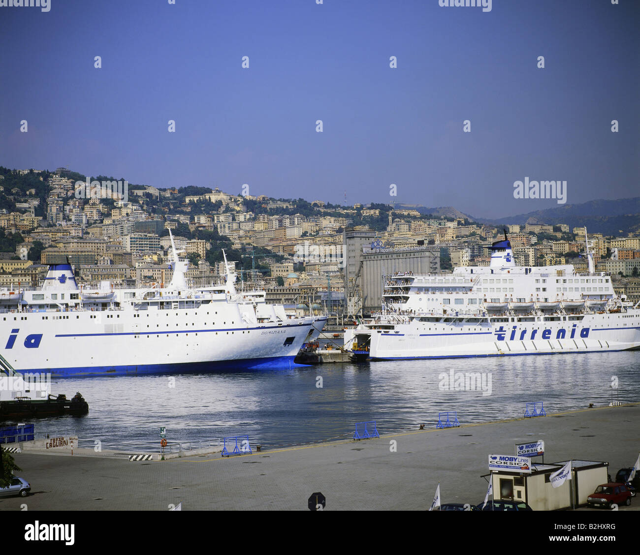 geography / travel, Italy, Genoa, harbour, ship, cruise liner ferry ...