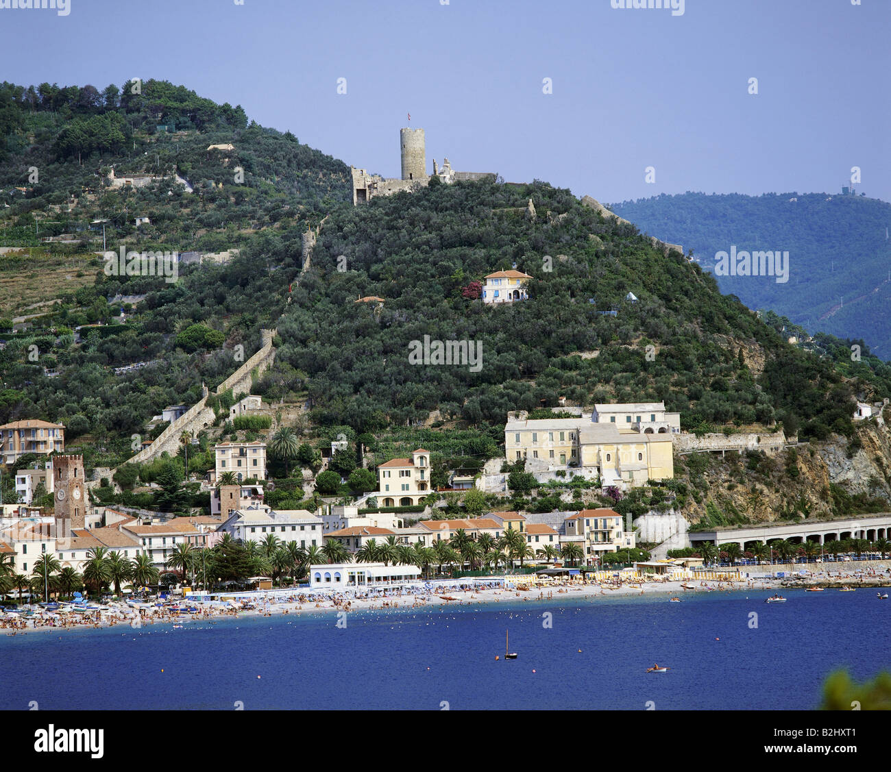 geography / travel, Italy, Noli, view of the town and beach, holiday ...