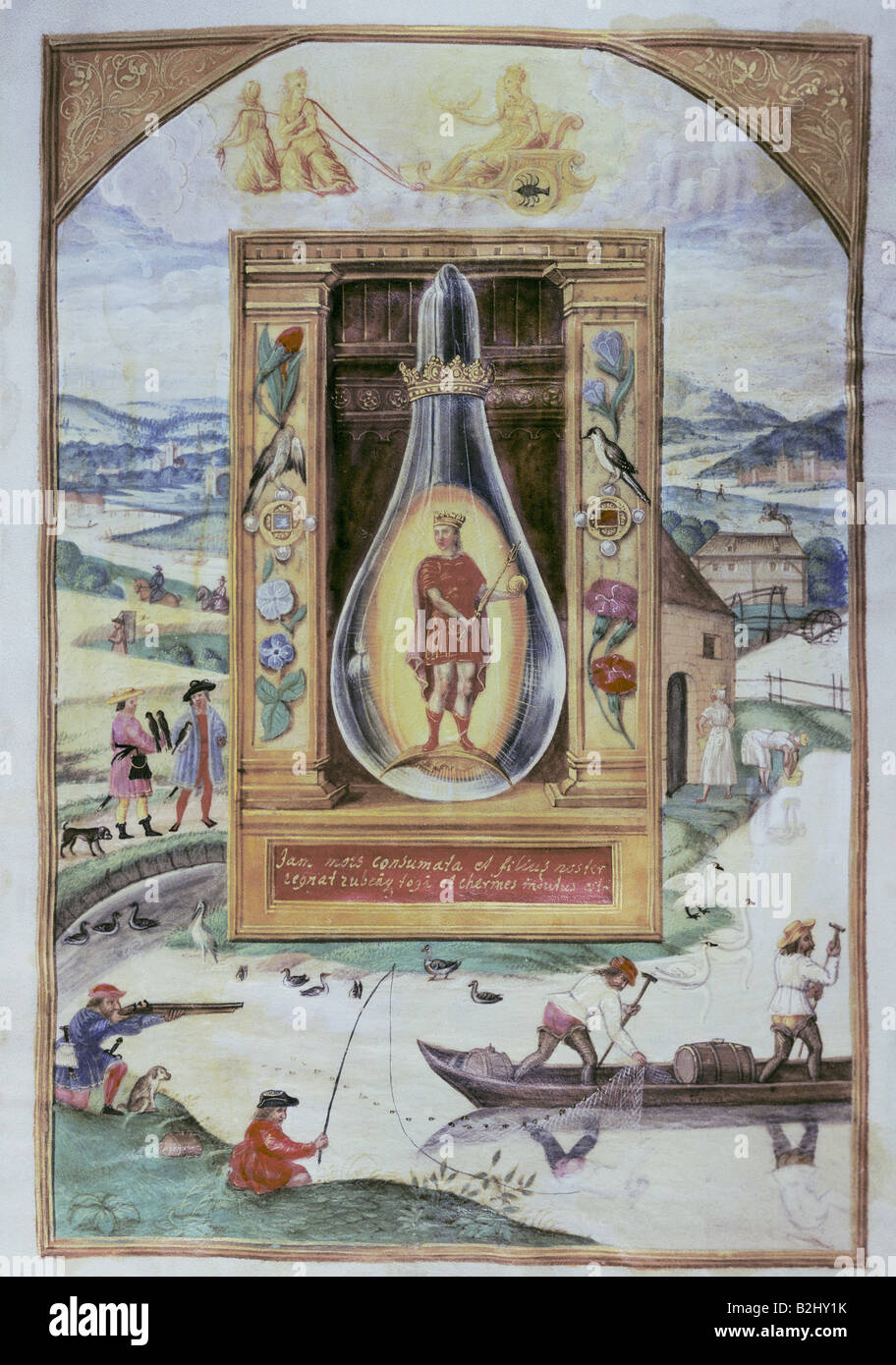 alchemy, allegory, the young king in a vial, Augsburg, circa 1600 ...