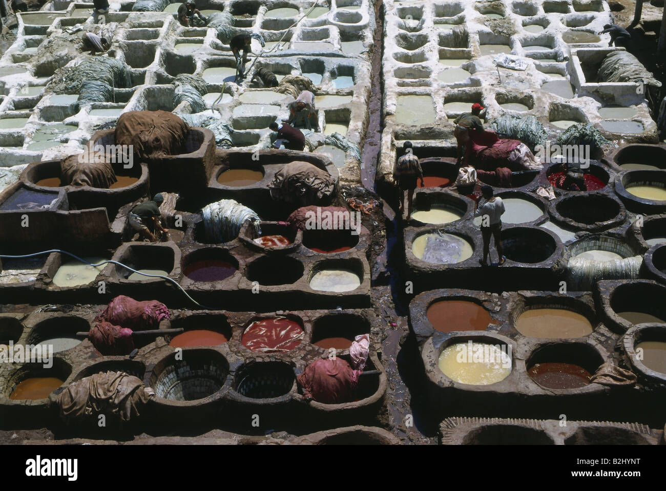 geography / travel, Morocco, Fez, tanner quarter, view of colour basins ...