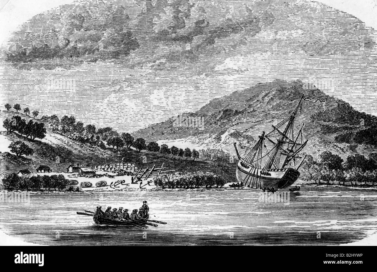 Cook, James, 27.10.1728 - 14.2.1779, English exporer, 1st voyage, ship ...