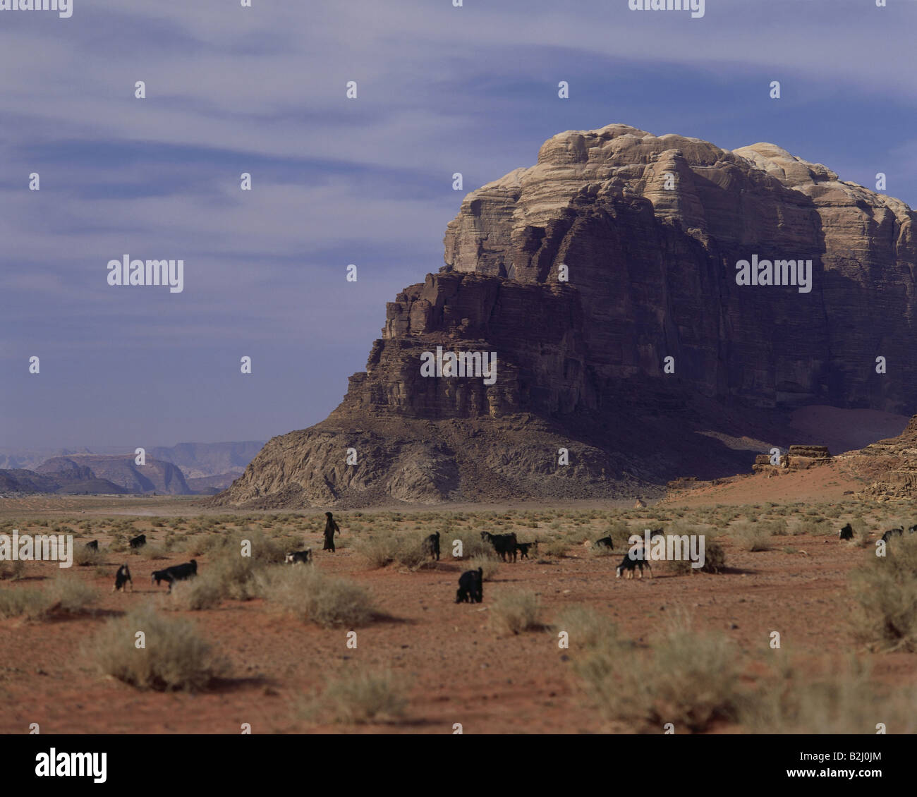 geography / travel, Jordan, Wadi Rum, landscape, river bed, desiccated ...
