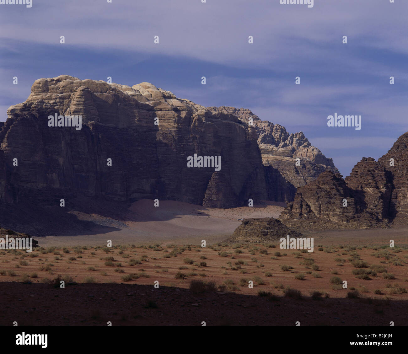 geography / travel, Jordan, Wadi Rum, landscape, river bed, desiccated ...