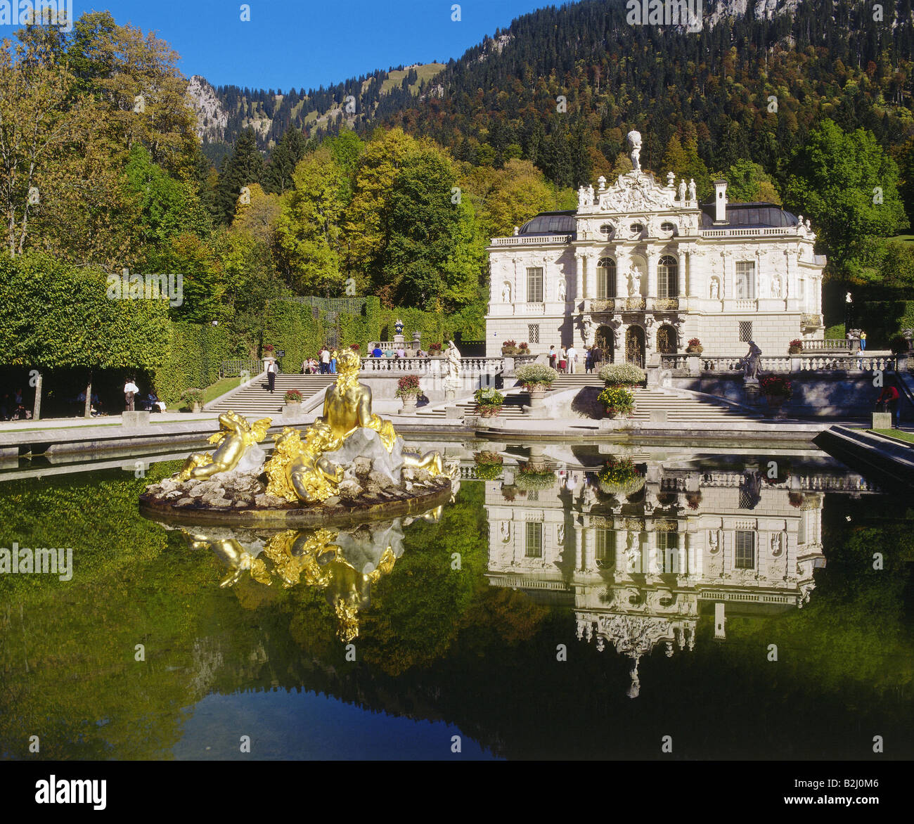 architecture, castles, Germany, Bavaria, Linderhof castle, exterior ...