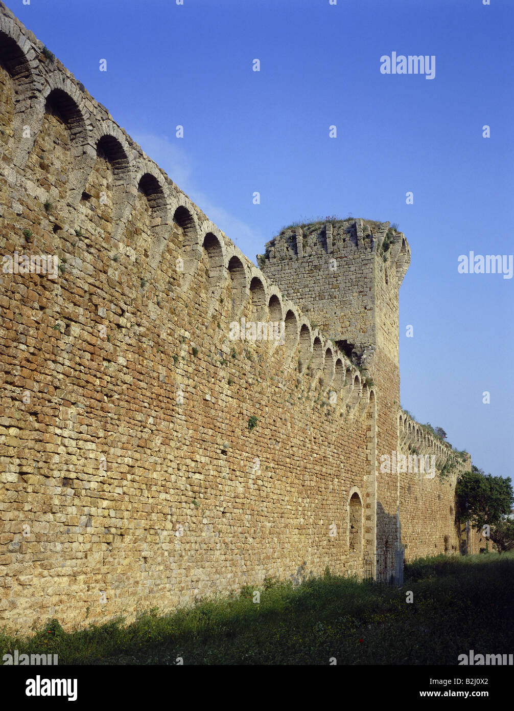 geography / travel, Italy, Tuscany, Massa Maritima, tower, wall, fort ...