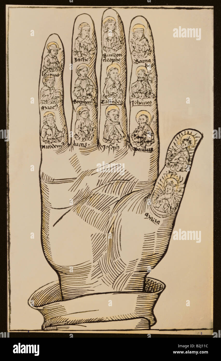 superstition, chiromancy, "Die rechte Hand" (The right hand), Christian ...