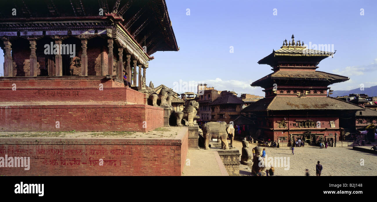 geography / travel, Nepal, Kathmandu, squares, Durbar Square, panoramic ...