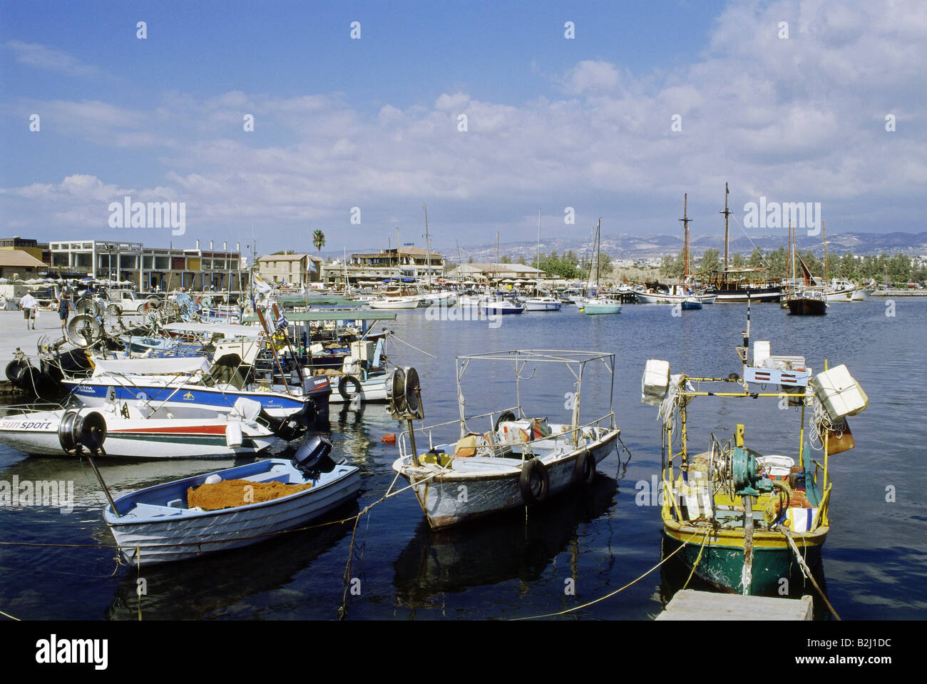 geography / travel, Cyprus, Paphos, port, fishing boat in the harbour ...