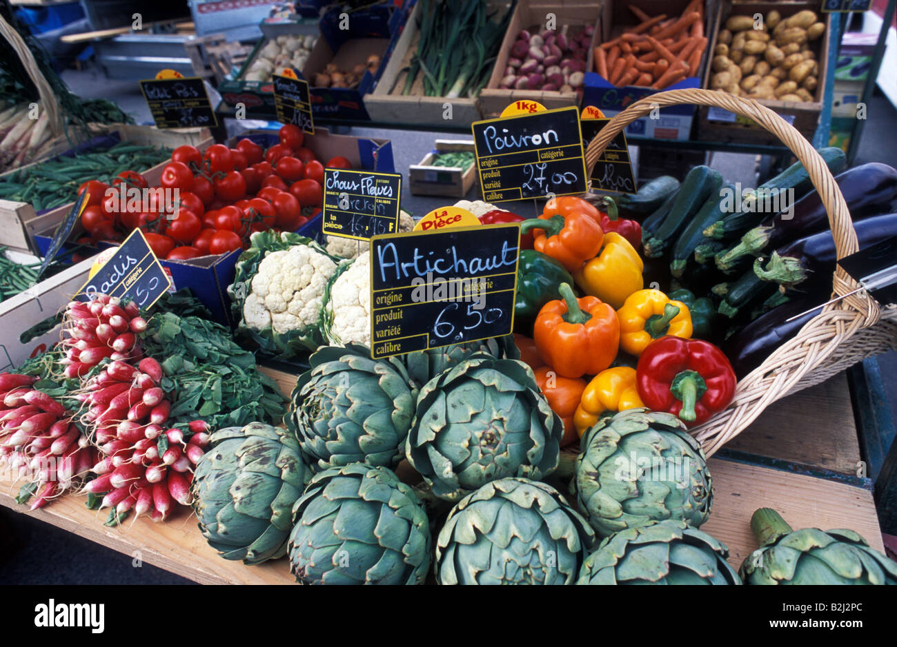 Fresh vegetables on sale at market Aix en Provence Provence France ...