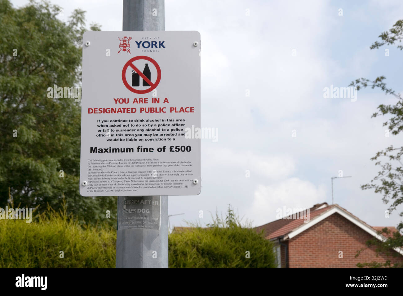 alcohol prohibition zone sign in york village strensall banning ...
