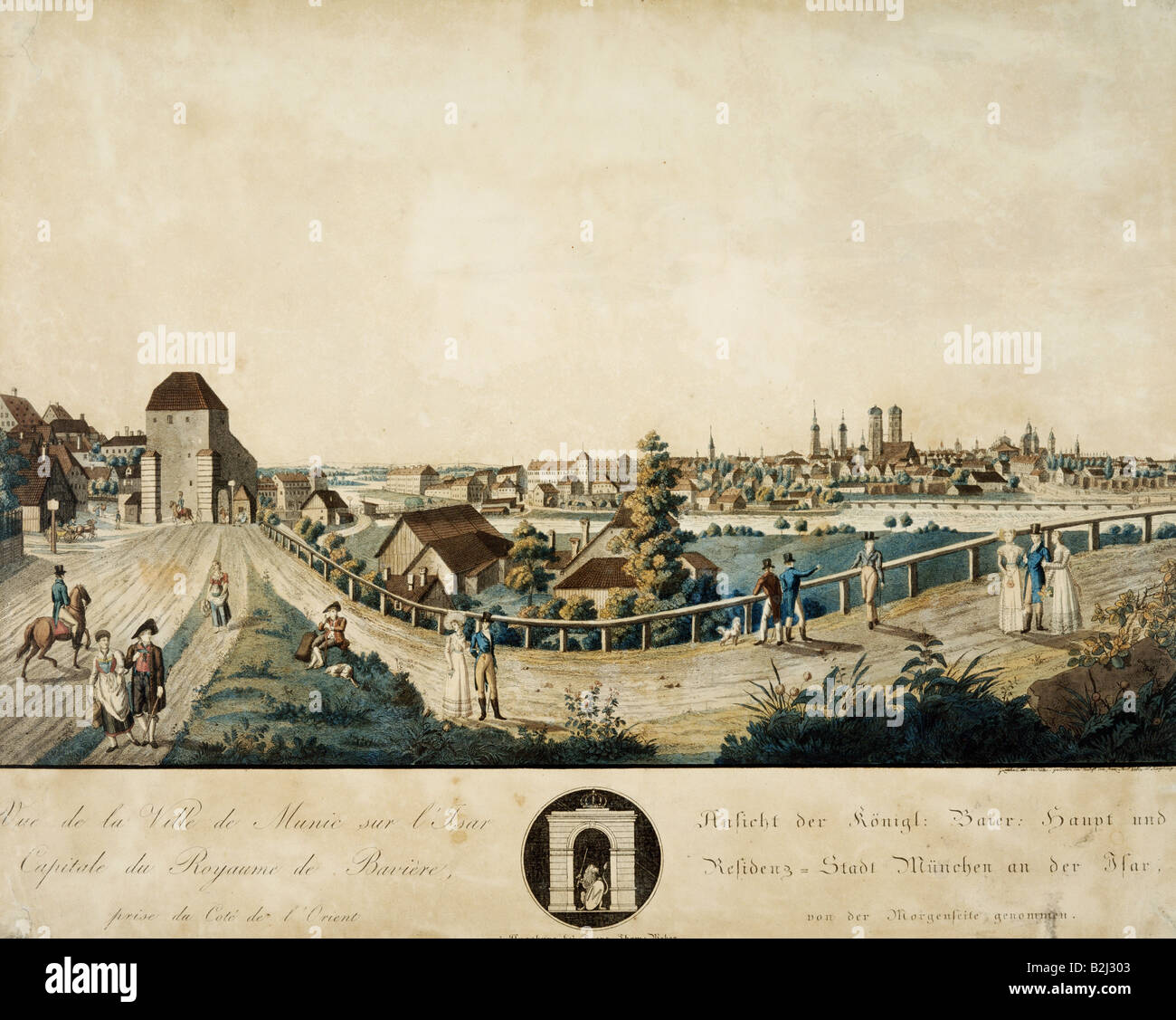 geography/travel, Germany, Munich, cityscapes, engraving by Franz Weber ...