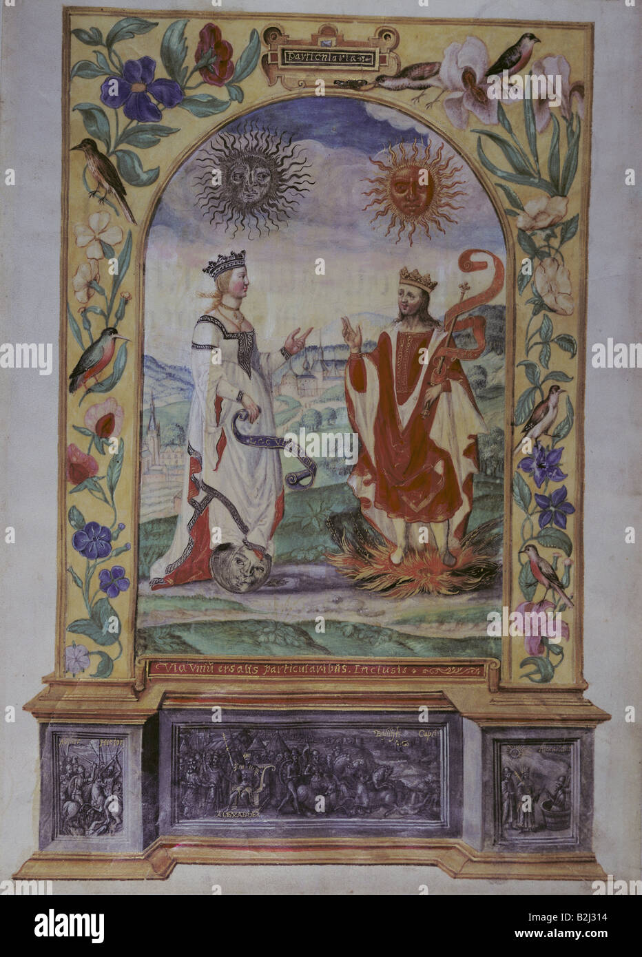 alchemy, allegory, struggle between sun and moon, miniature, "Splendor ...