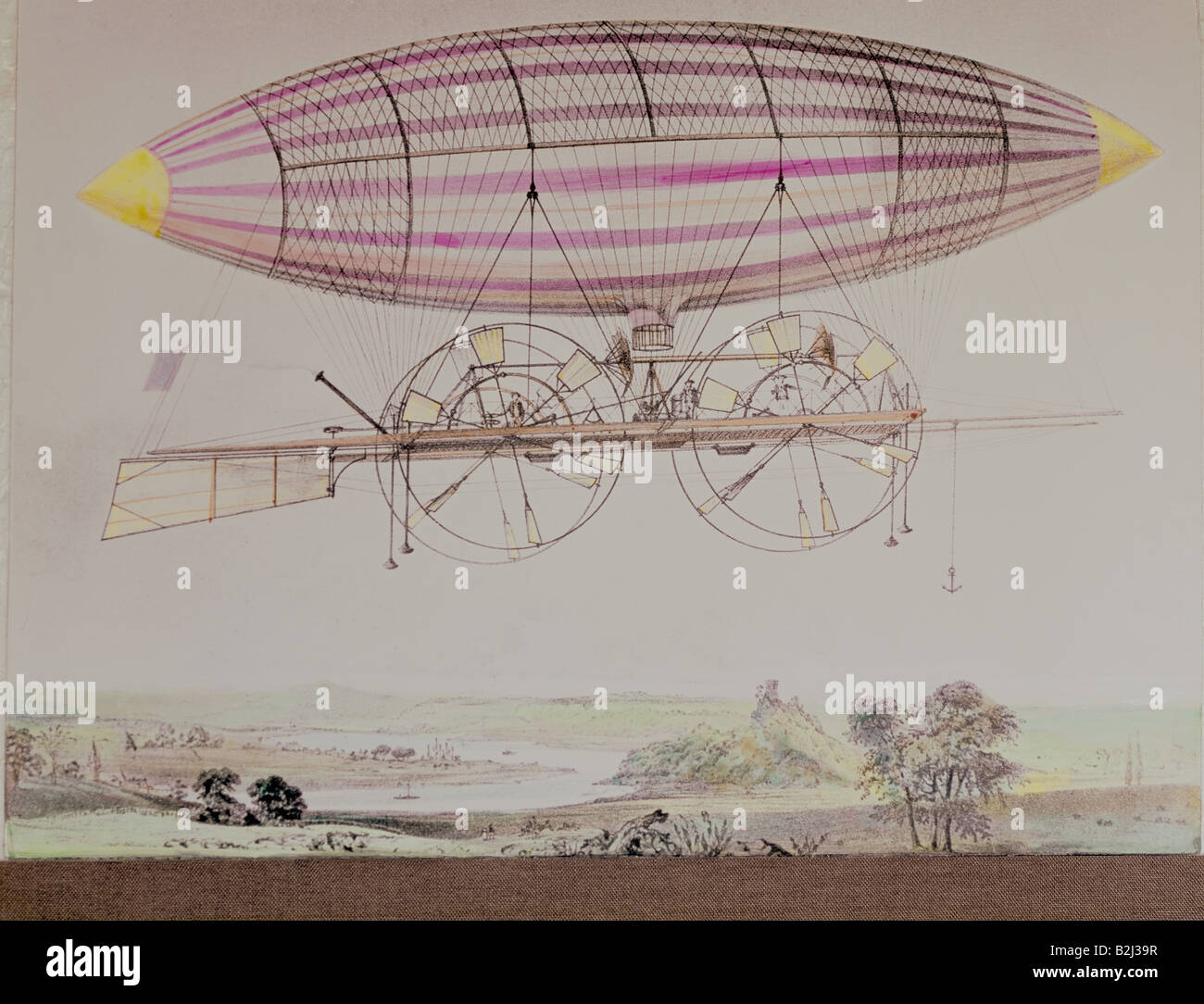 transport / transportation, aviation, airships, airship with sail ...