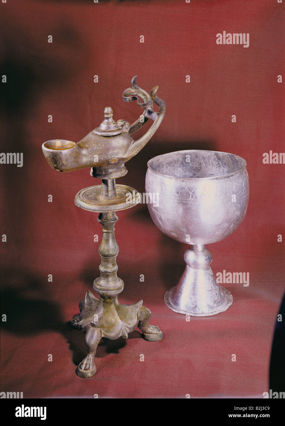 habitation, lamps, oil lamp, Byzantine, brass, 6th century, silver cup ...