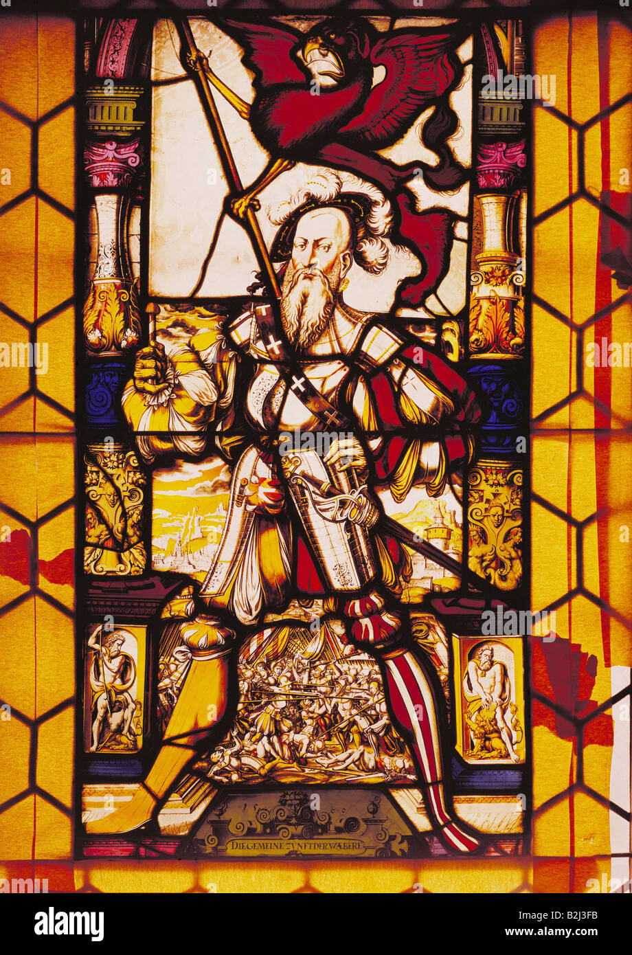 people, professions, weaver, glass painting, guild window, 1560 Stock ...