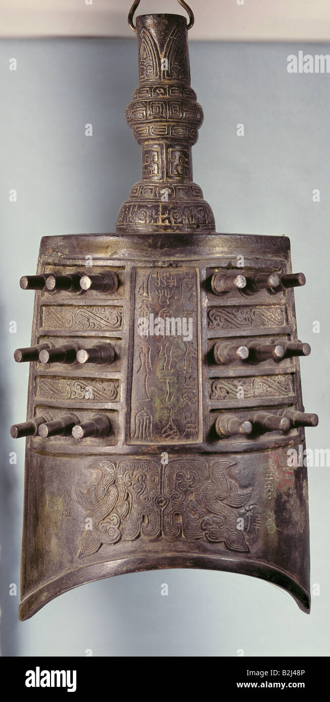 music, instruments, temple bell, bronze, China, 10th century ...