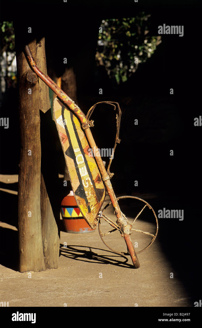 Object, ethnic geometric patterns on wheelbarrow, South Africa, Still ...