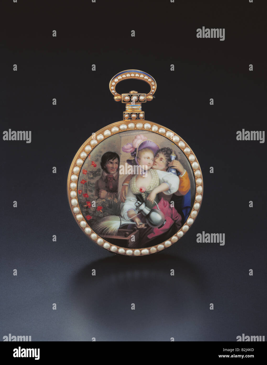 clocks, pocket watches, pocket watch, enamel painting, "Eavesdropped ...