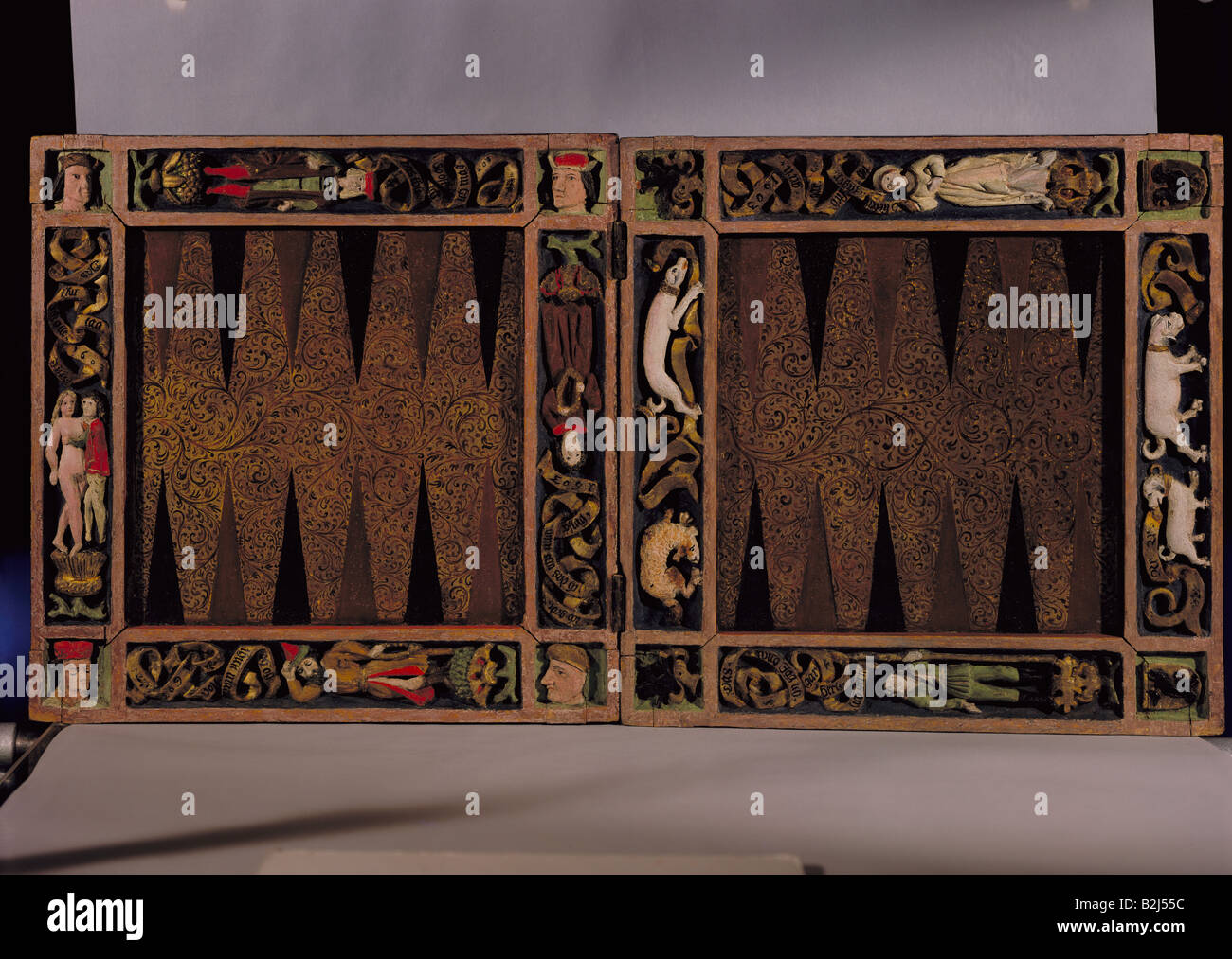 game, backgammon, board, lime tree wood, South Germany, circa 1500 ...