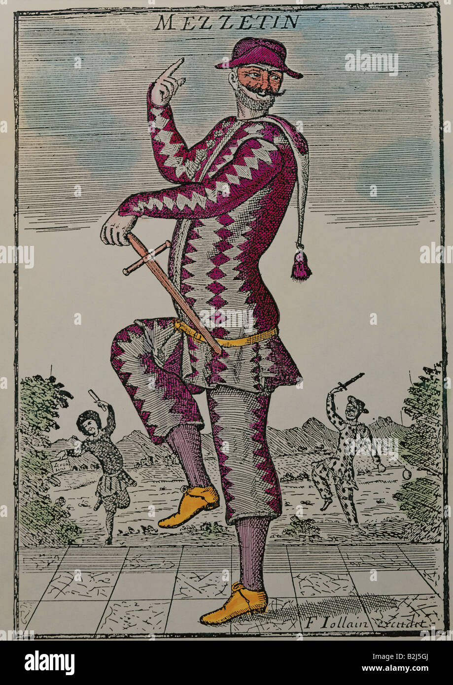 theatre, Commedia dell`Arte, graphic, "Mezzetin", copper engraving ...