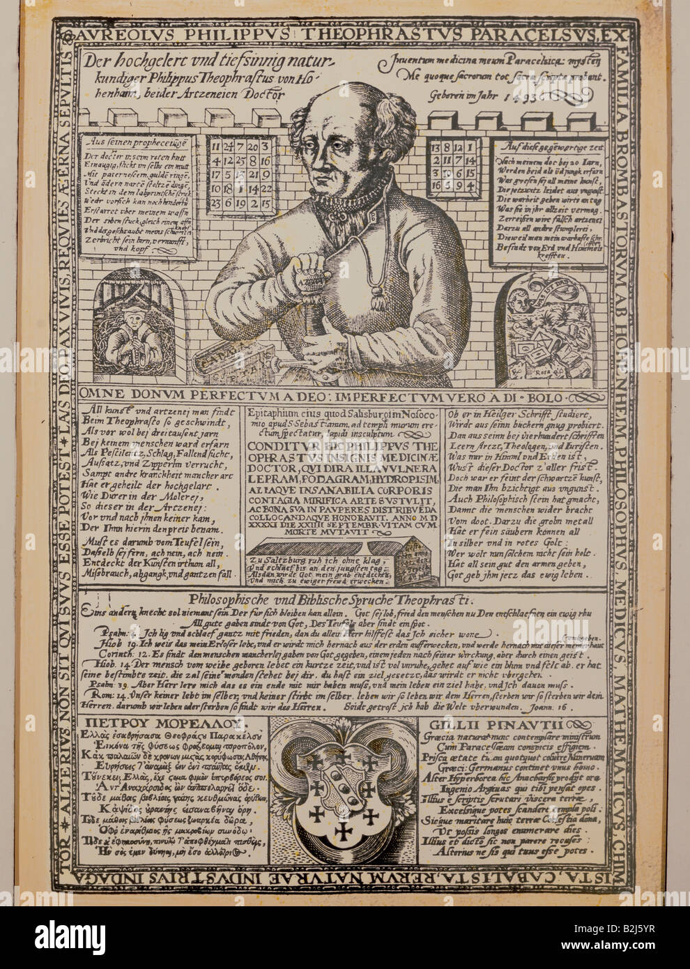 Paracelsus, 1493 - 24.9.1541, Swiss physician and alchemist, portrait ...