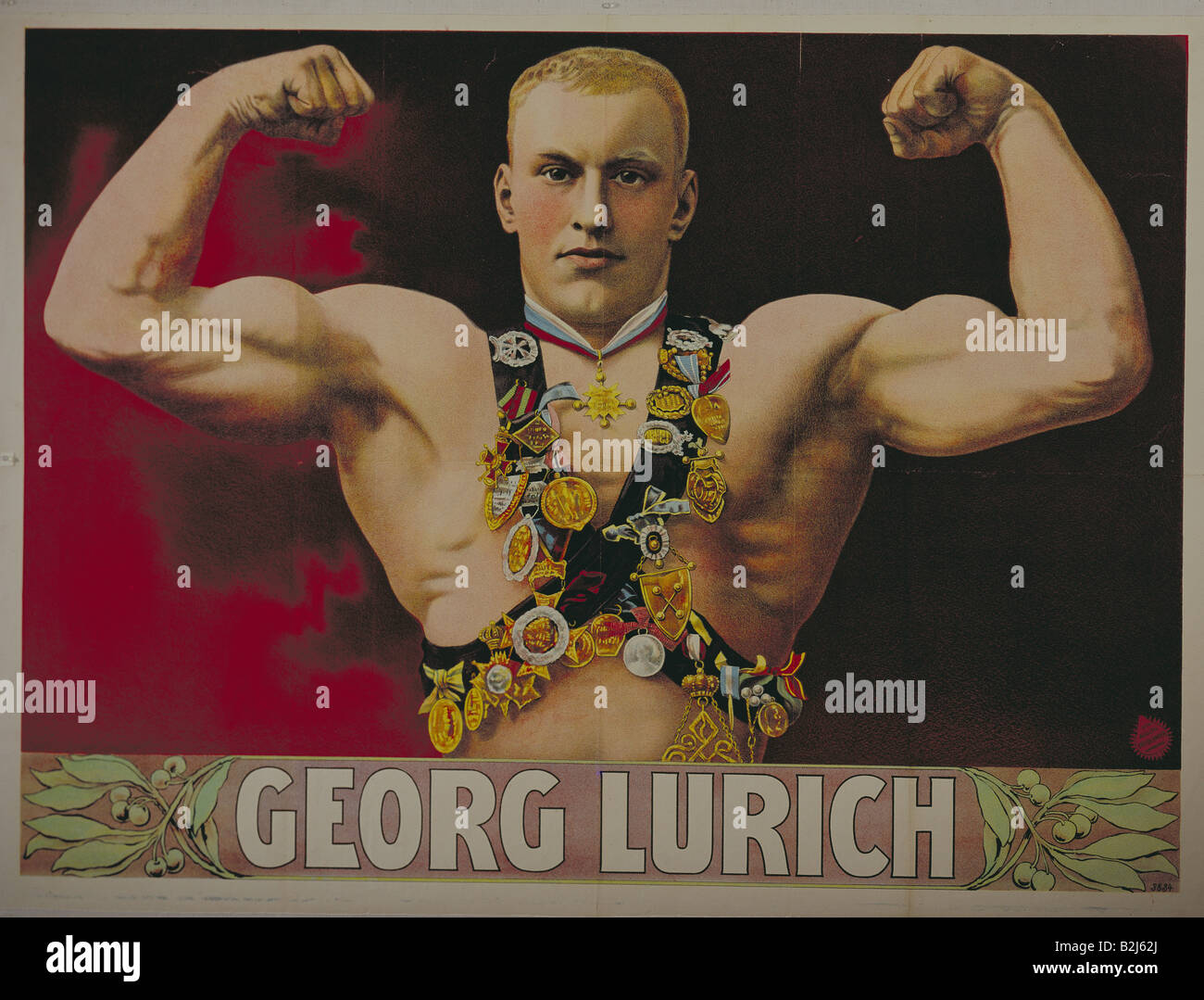 sport, wrestling, wrestler Georg Lurich, colour lithograph, poster ...