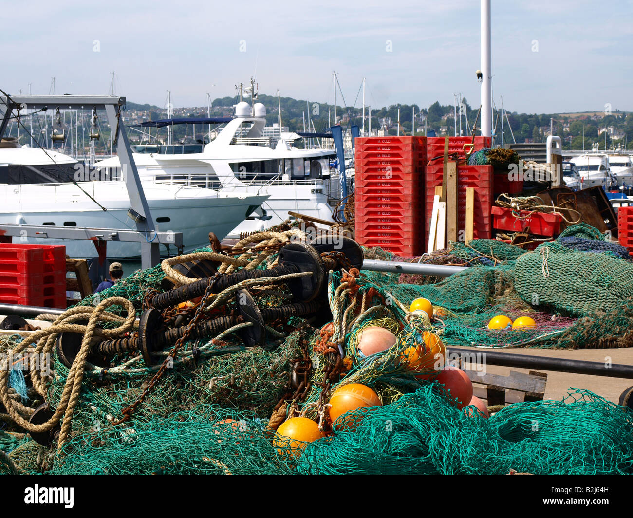 Fishing boats crates nets hi-res stock photography and images - Alamy