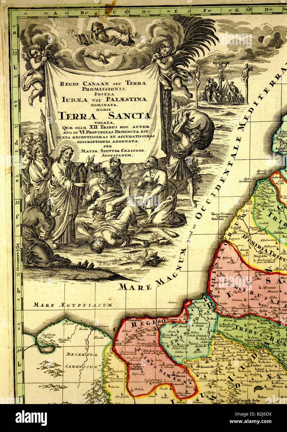 cartography, maps, Palestine coast, detail, copper engraving, "Atlas ...