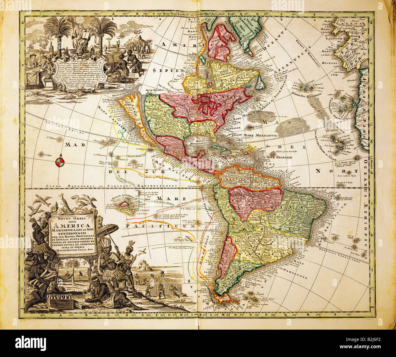 cartography, maps, America, copper engraving, "Atlas Novus" by Georg ...