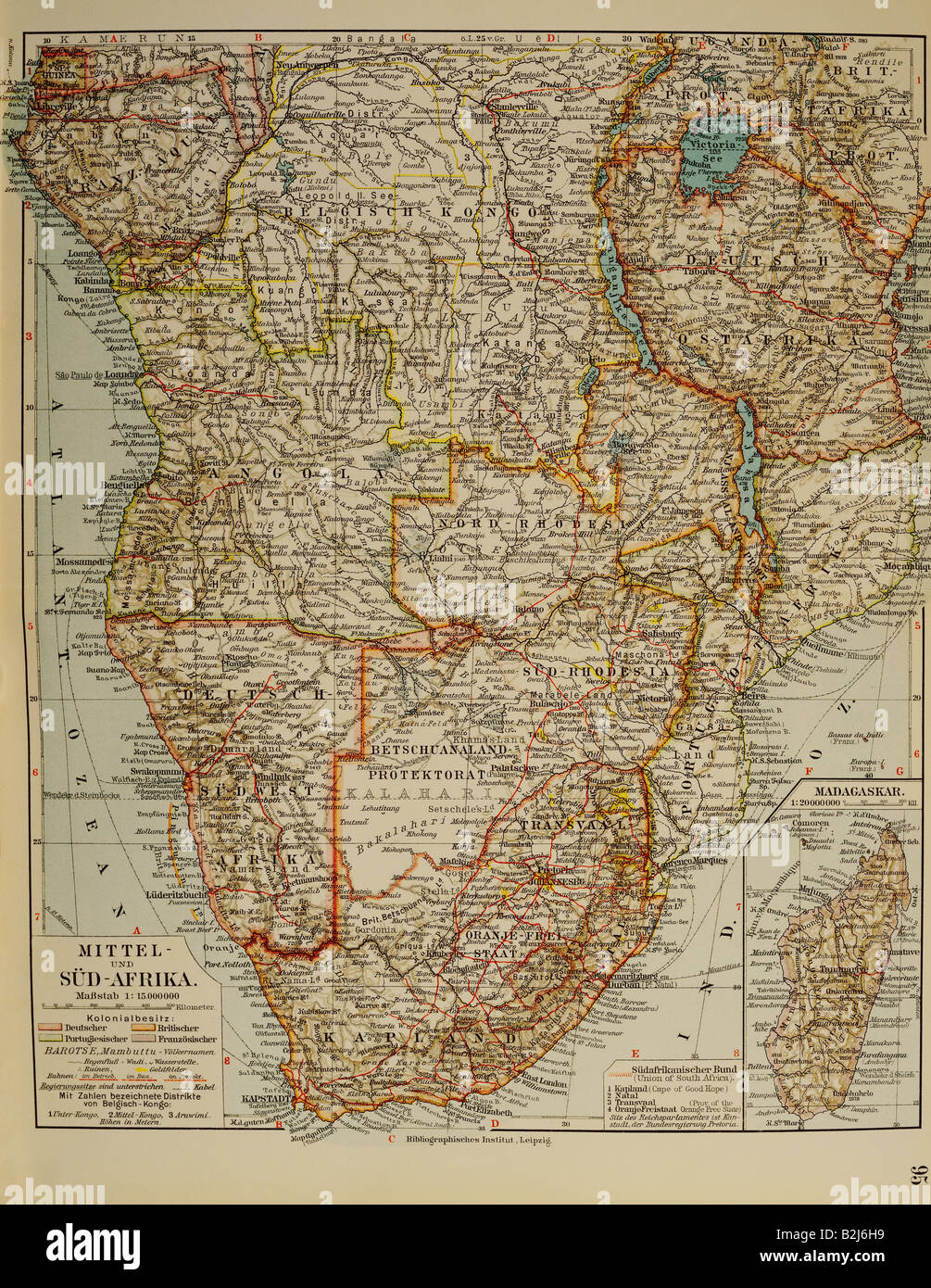 cartography, maps, Southern and Central Africa, colour lithograph ...