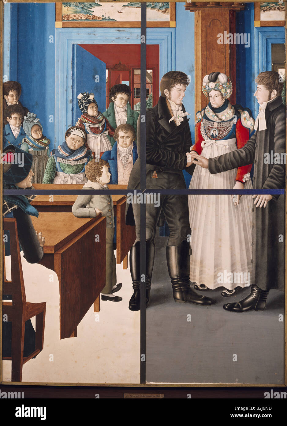 fine arts, Braren, Oluf (1787 - 1839), painting "Home Wedding on the ...