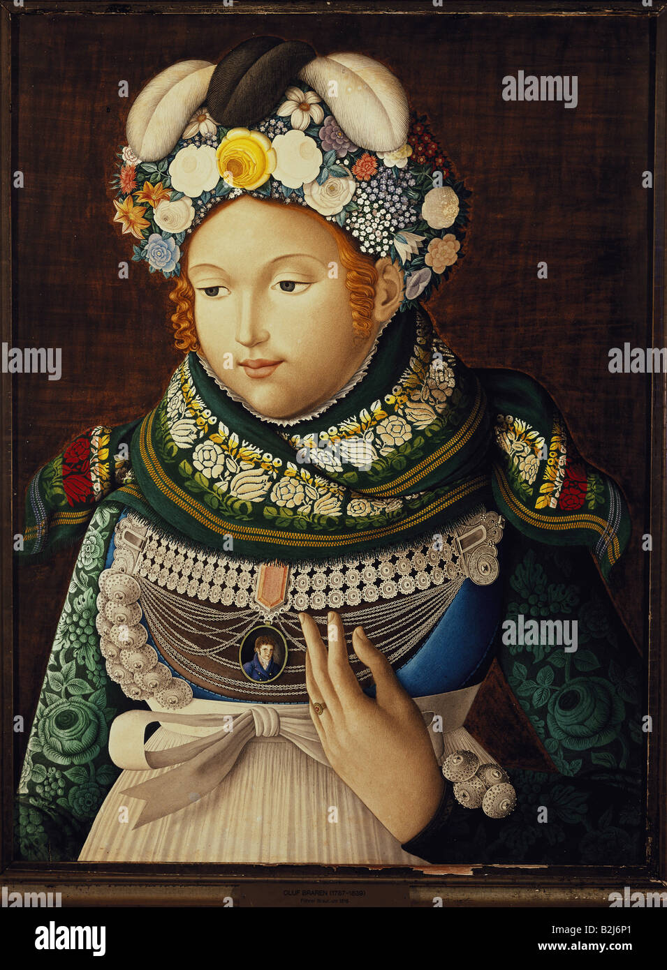 fine arts, Braren, Oluf (1787 - 1839), painting "Bride in Traditional ...