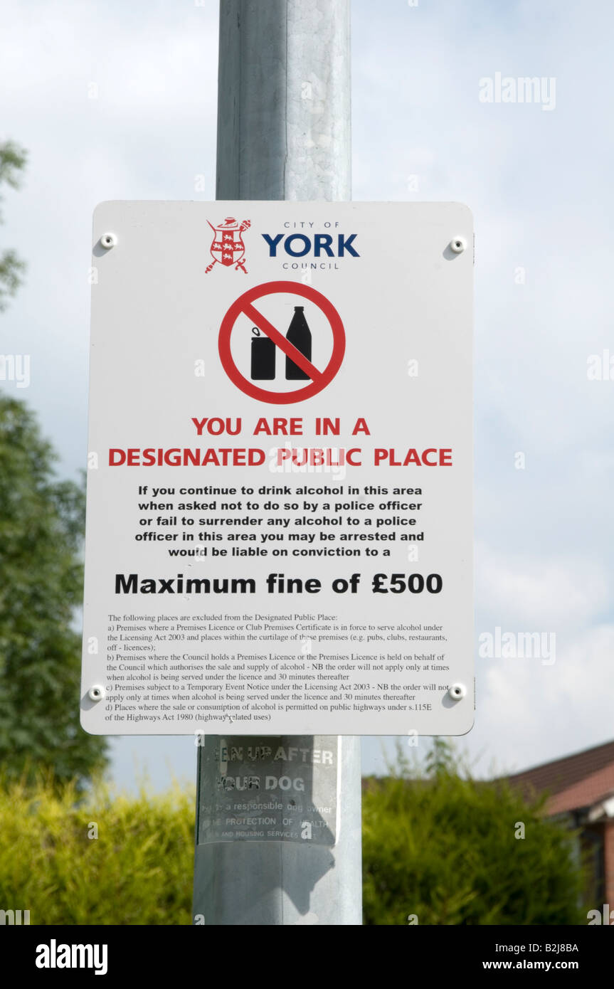 alcohol prohibition zone sign in york village strensall banning ...