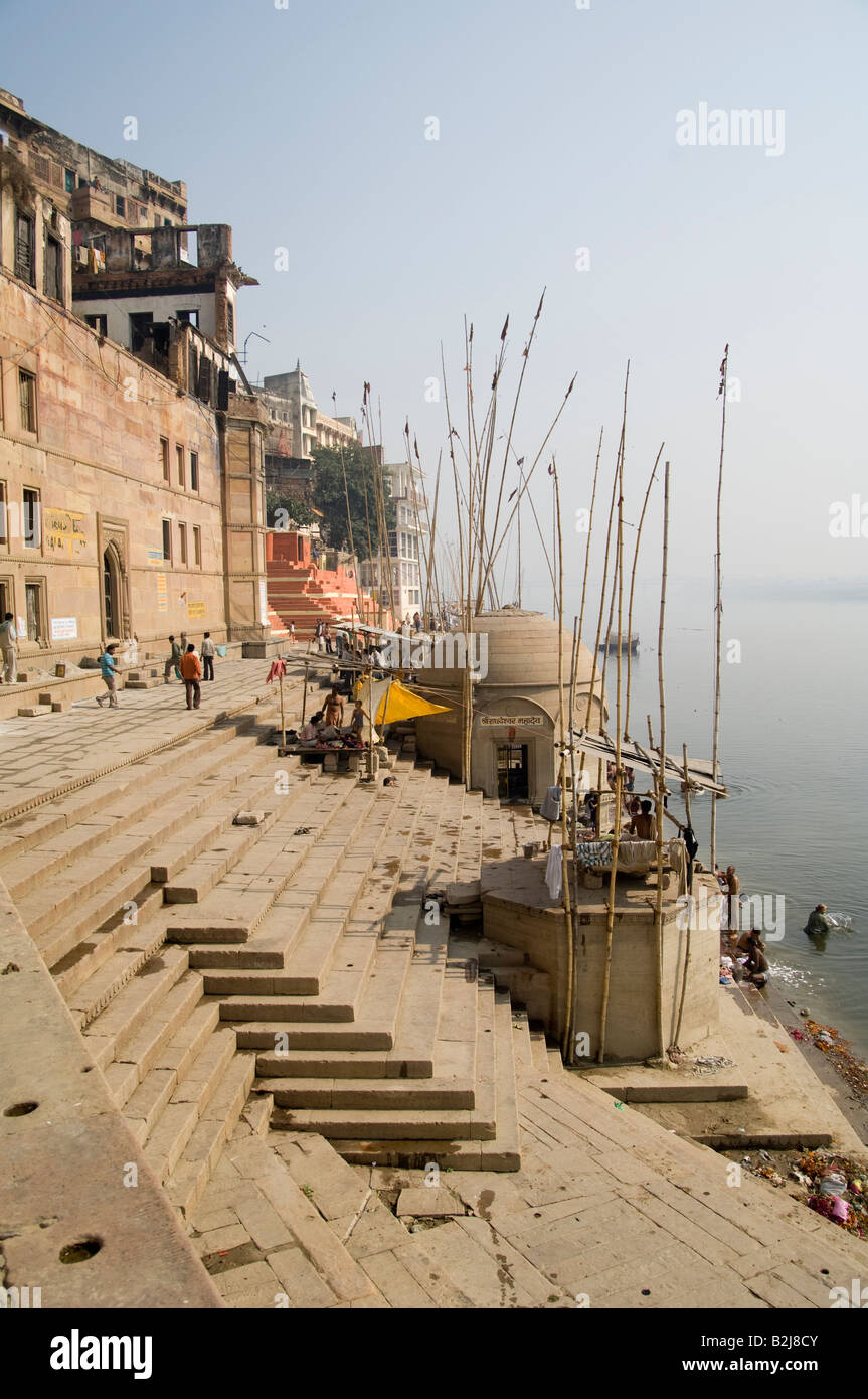 The 'Ghats', or steps to the River Ganges at Varanasi, India Stock ...
