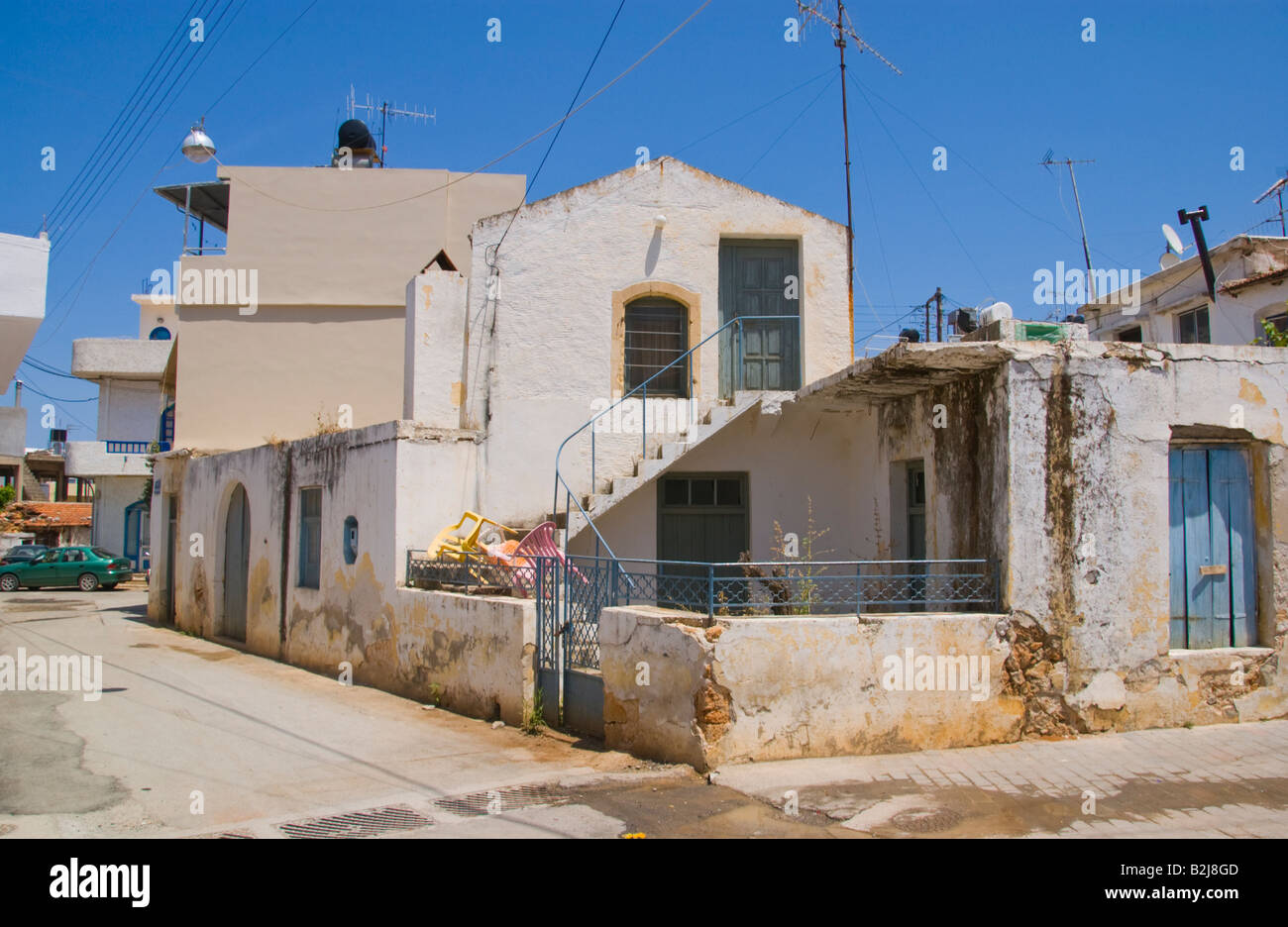 Traditional village housing in Malia Old Town on the Greek ...