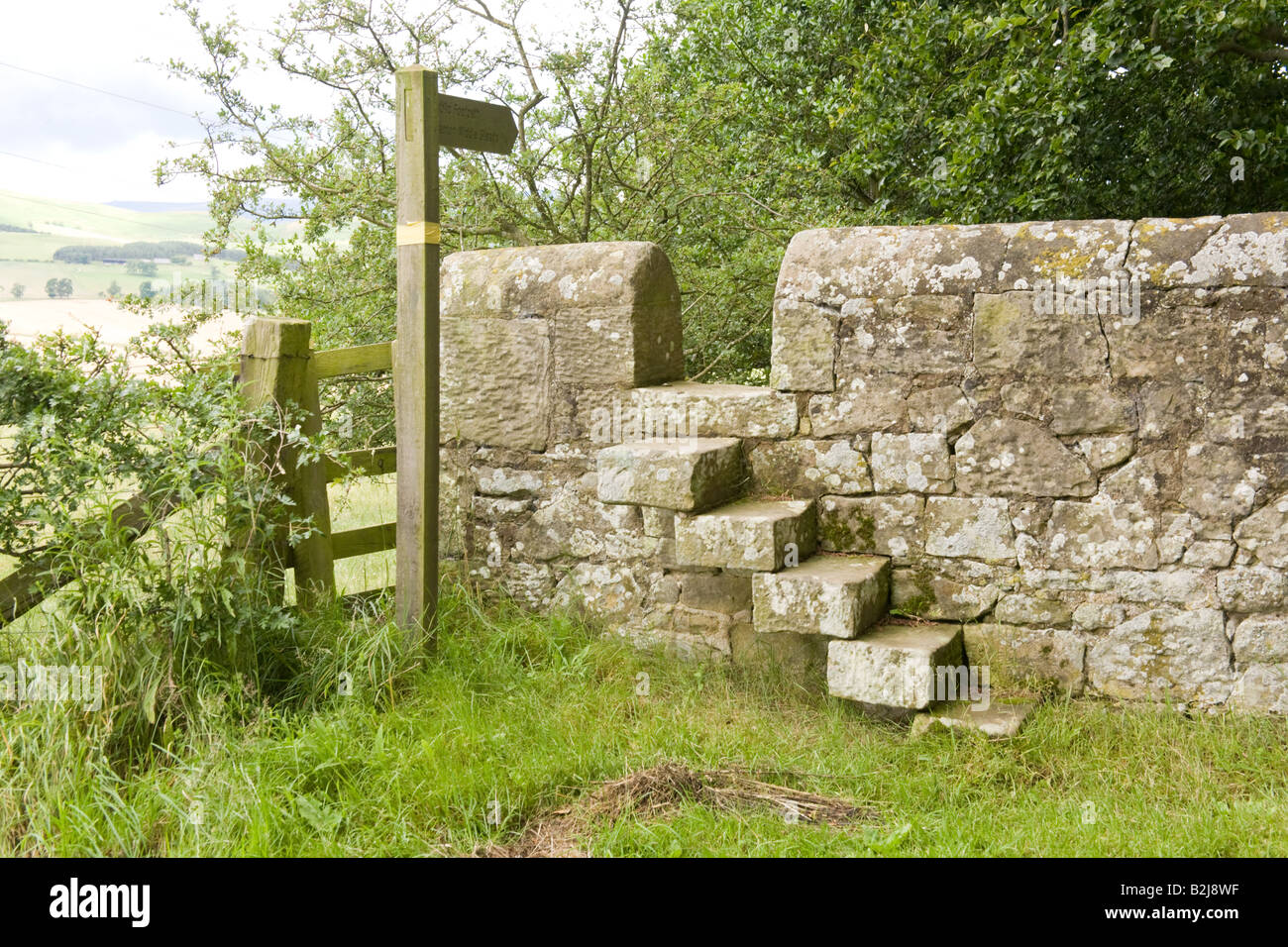 Stone stile Northumberland England Stock Photo - Alamy