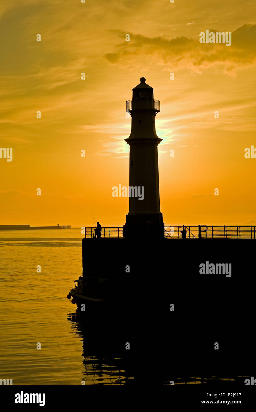 Silhouette of Lighthouse at dusk Newhaven Harbour Leith Edinburgh ...
