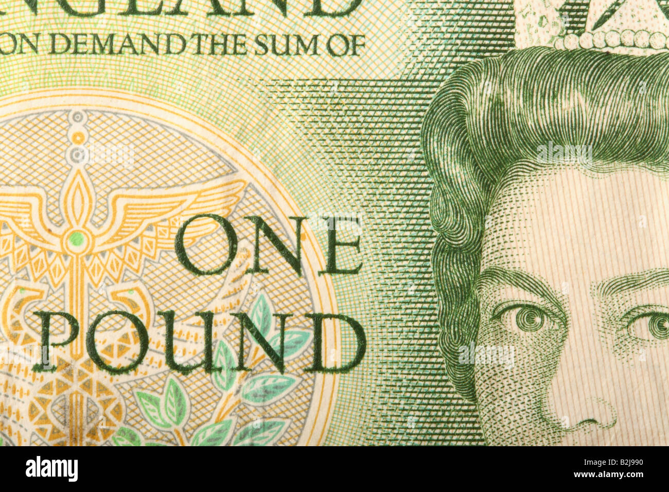 British £1 old one pound bank note banknote with Queen Elizabeth II ...