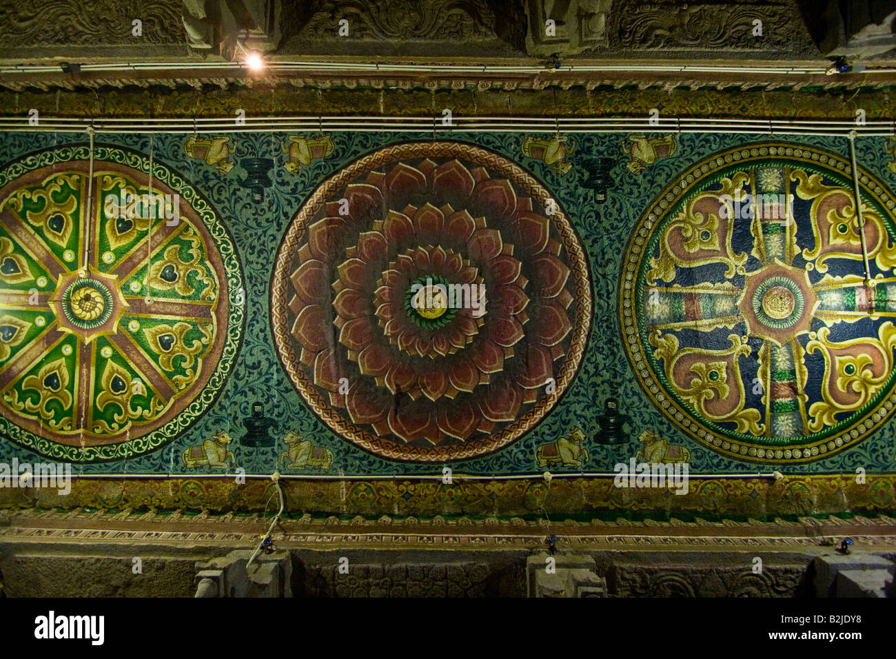Painted Ceiling Pattern Inside Sri Meenakshi Hindu Temple in Madurai ...