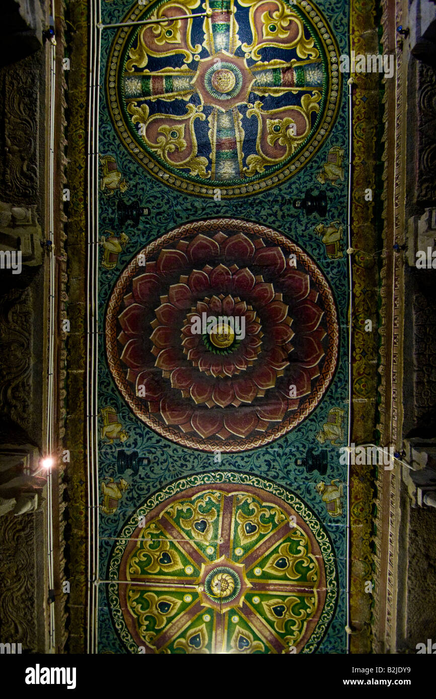 Painted Ceiling Pattern Inside Sri Meenakshi Hindu Temple in Madurai ...