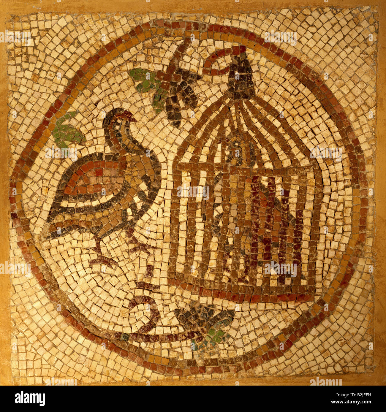 fine arts, Middle Ages, Jordan, mosaic, captured and free partridge, 70 ...