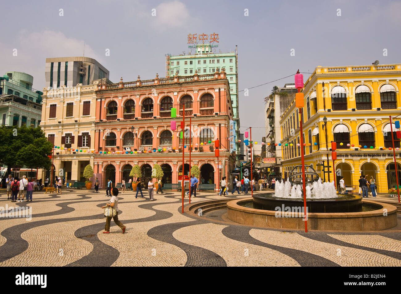 MACAU CHINA - Senado Square, paved with wave patterned colored mosaic ...