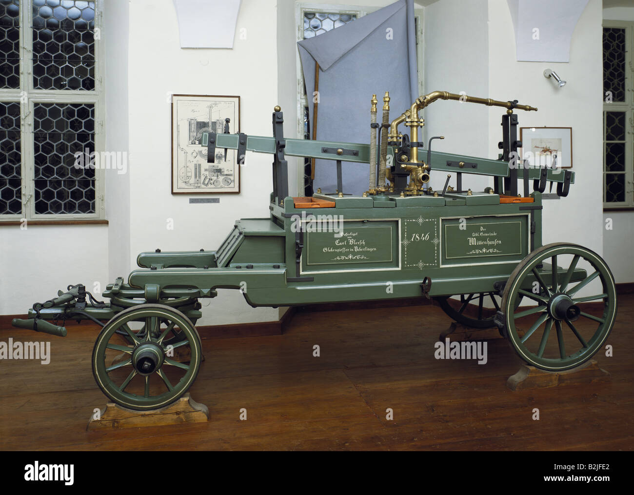 fire, fire brigade, fire engine, horse-drawn fire apparatus, Carl ...