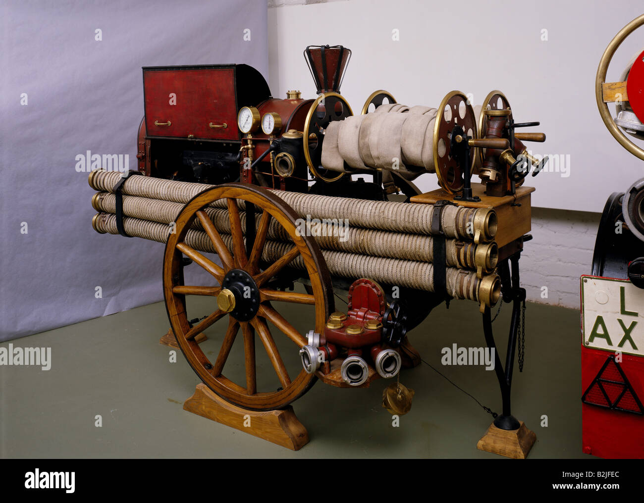 fire, fire brigade, fire engine, hand-drawn fire apparatus, Magirus ...