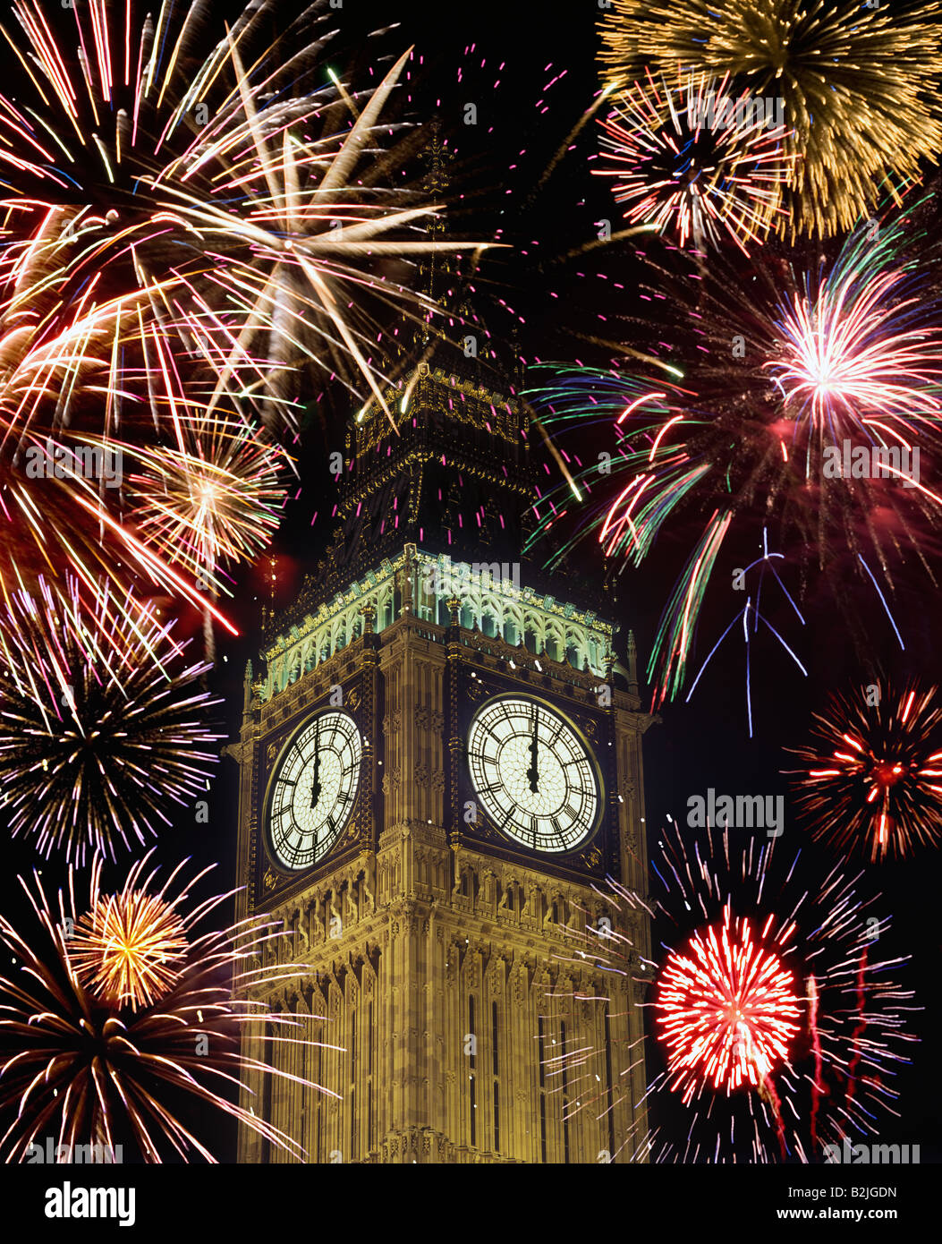 Big Ben At Night With Fireworks