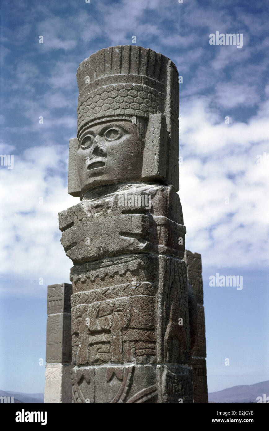 geography / travel, Mexico, Tula, Toltec City, Atlantes column, built ...