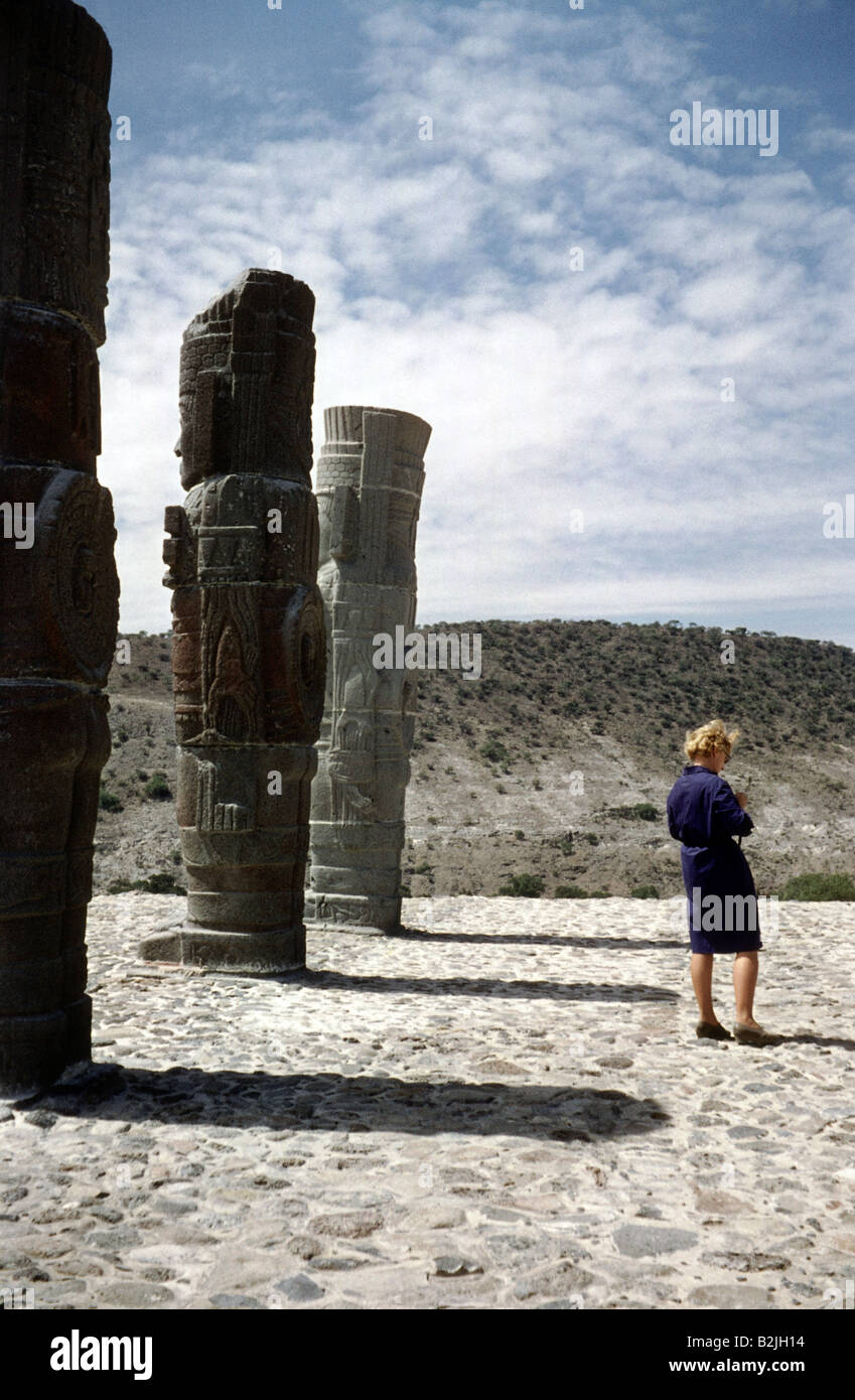 geography / travel, Mexico, Tula, Toltec City, temple, Atlantes columns ...