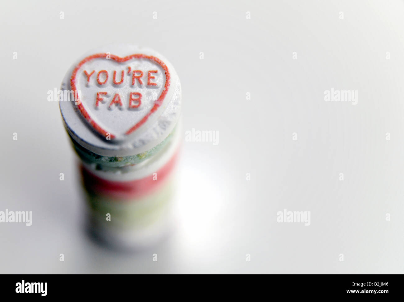 "You're Fab" caption on a pile of Love Heat sweets Stock Photo - Alamy
